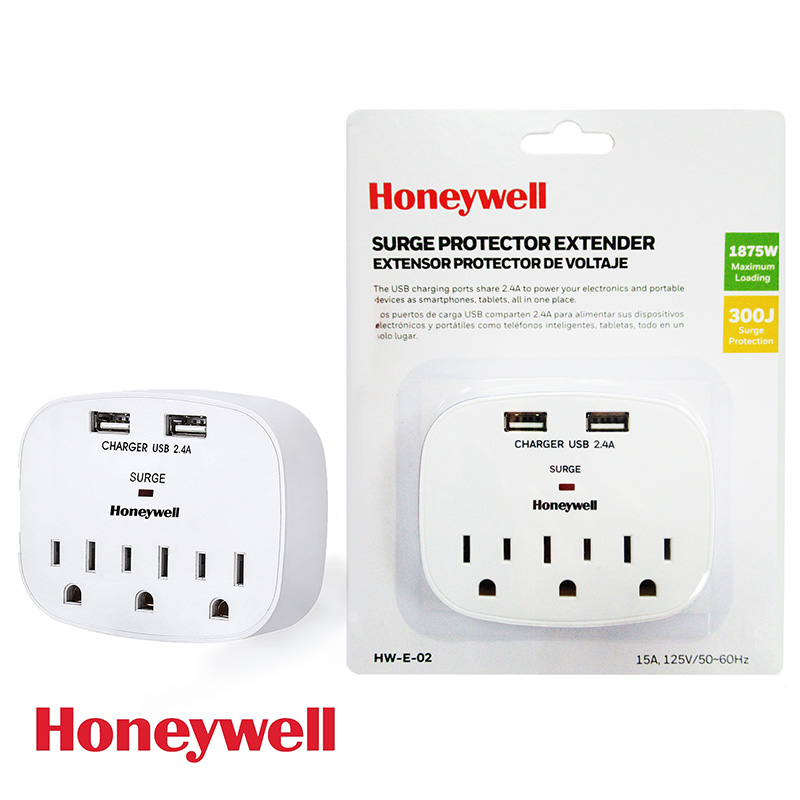 Honeywell Surge Protector Extender 3-Outlet 1875W 125V 15A 50-60HZ | ABC